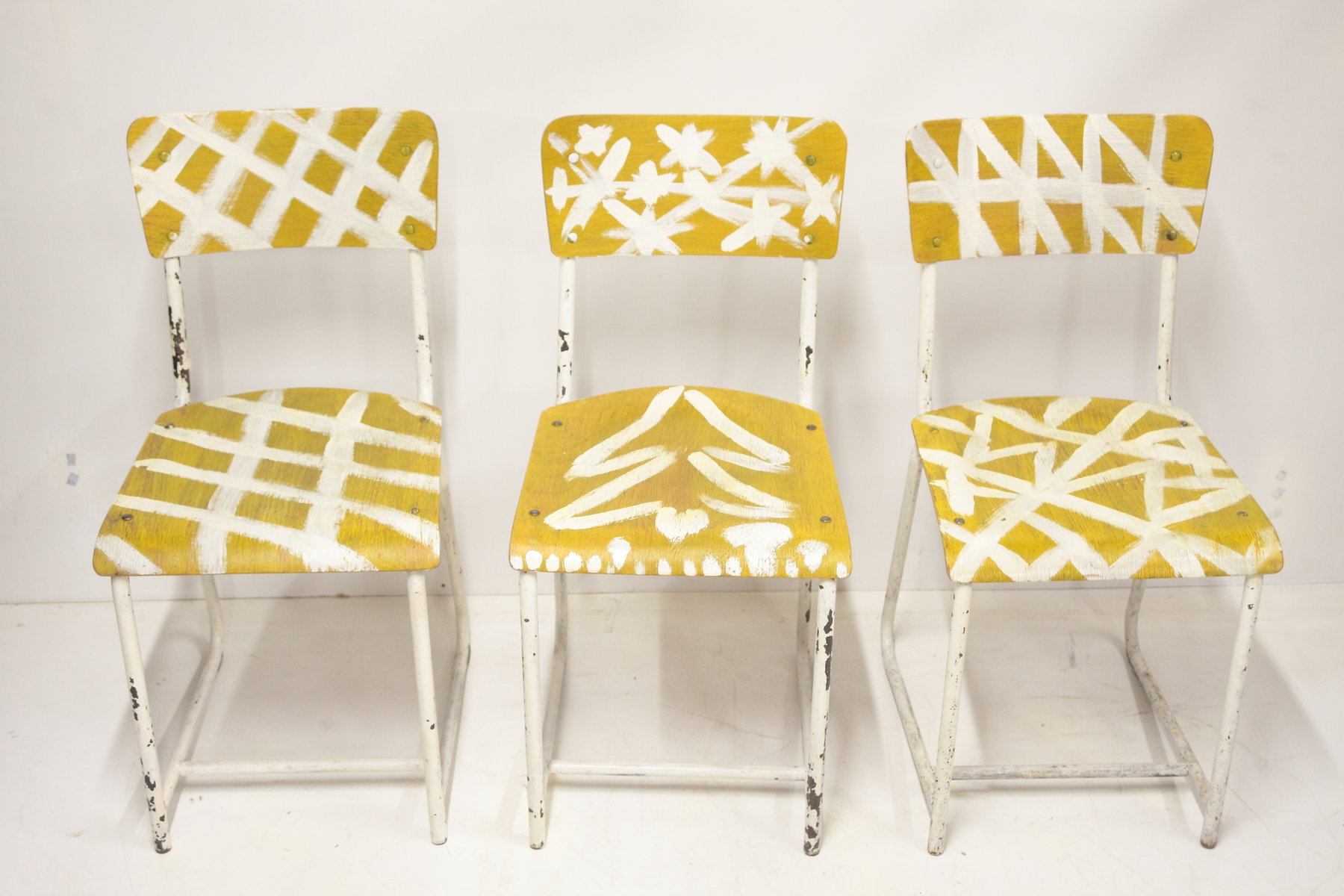 Industrial Painted School Chair, Former Czechoslovakia, 1960s, Set of 6 ...