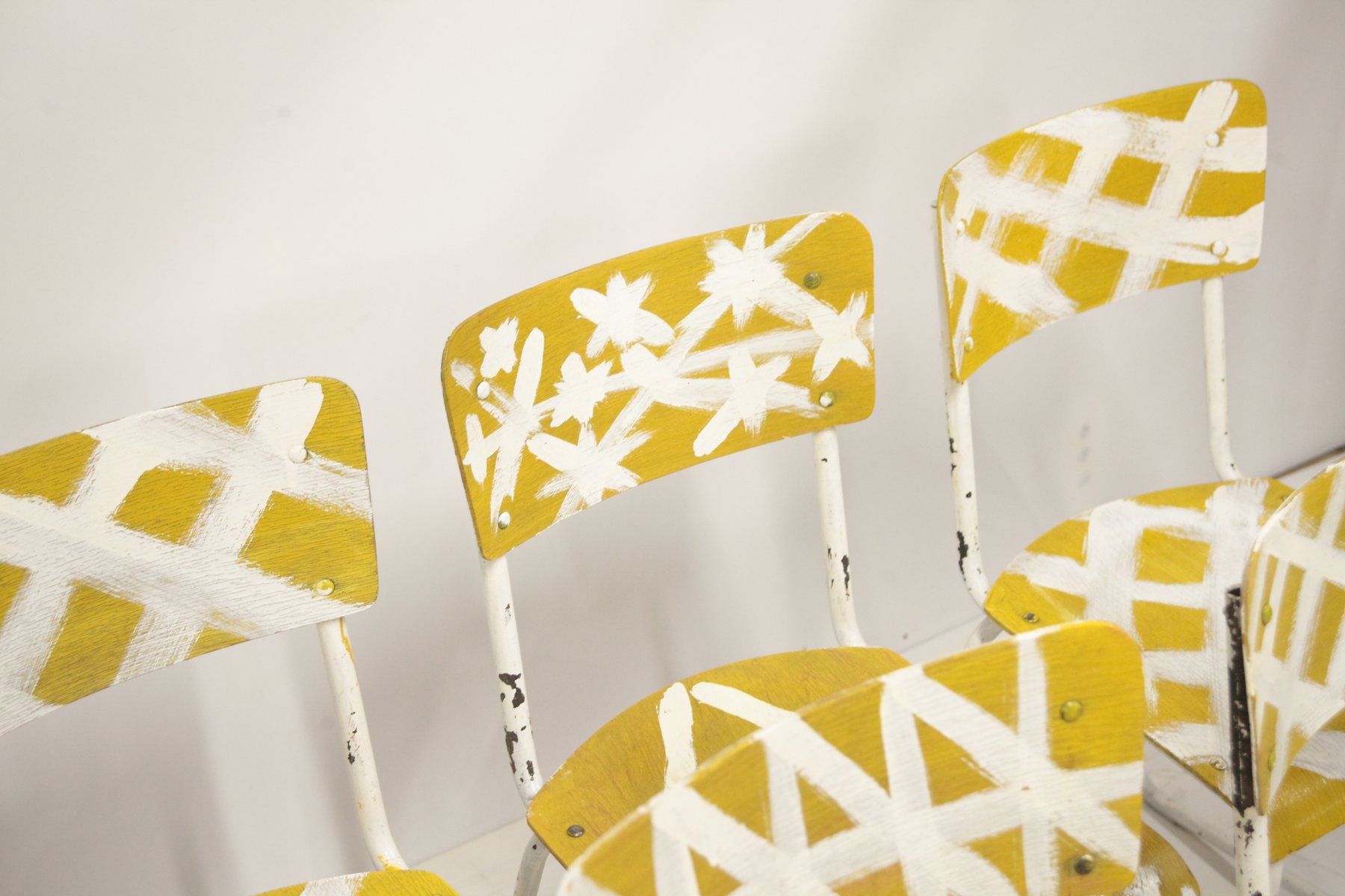 Industrial Painted School Chair, Former Czechoslovakia, 1960s, Set of 6 ...