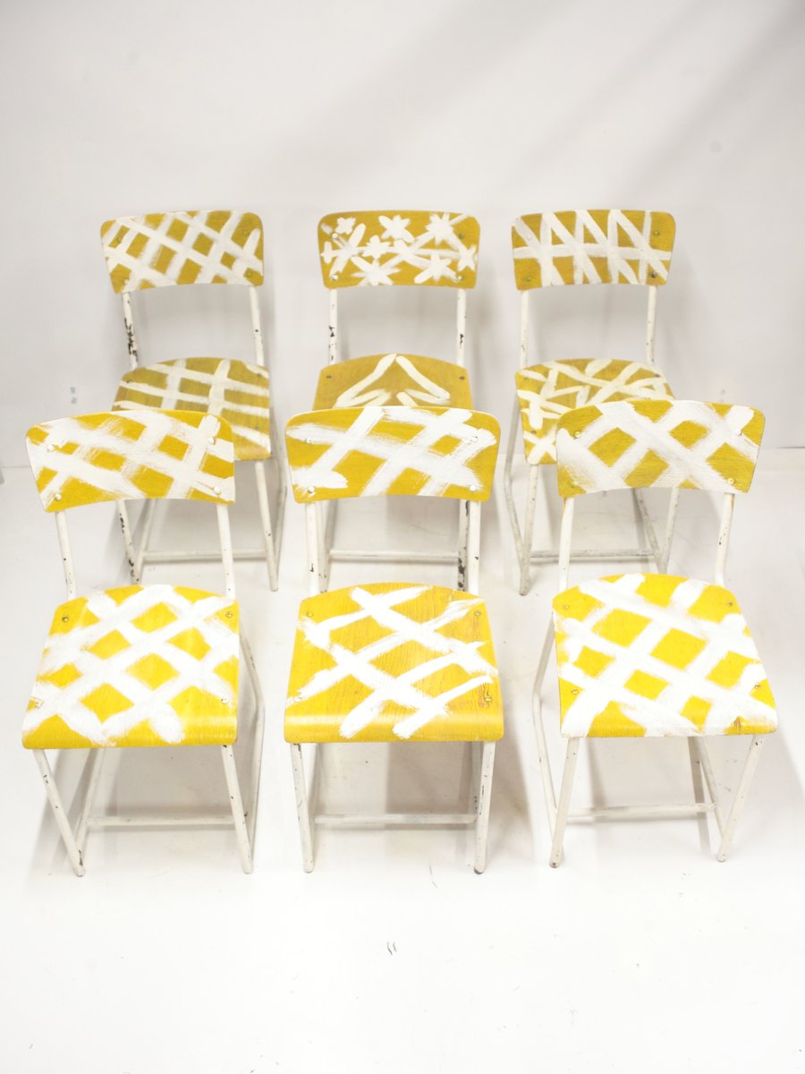 Industrial Painted School Chair, Former Czechoslovakia, 1960s, Set of 6 ...