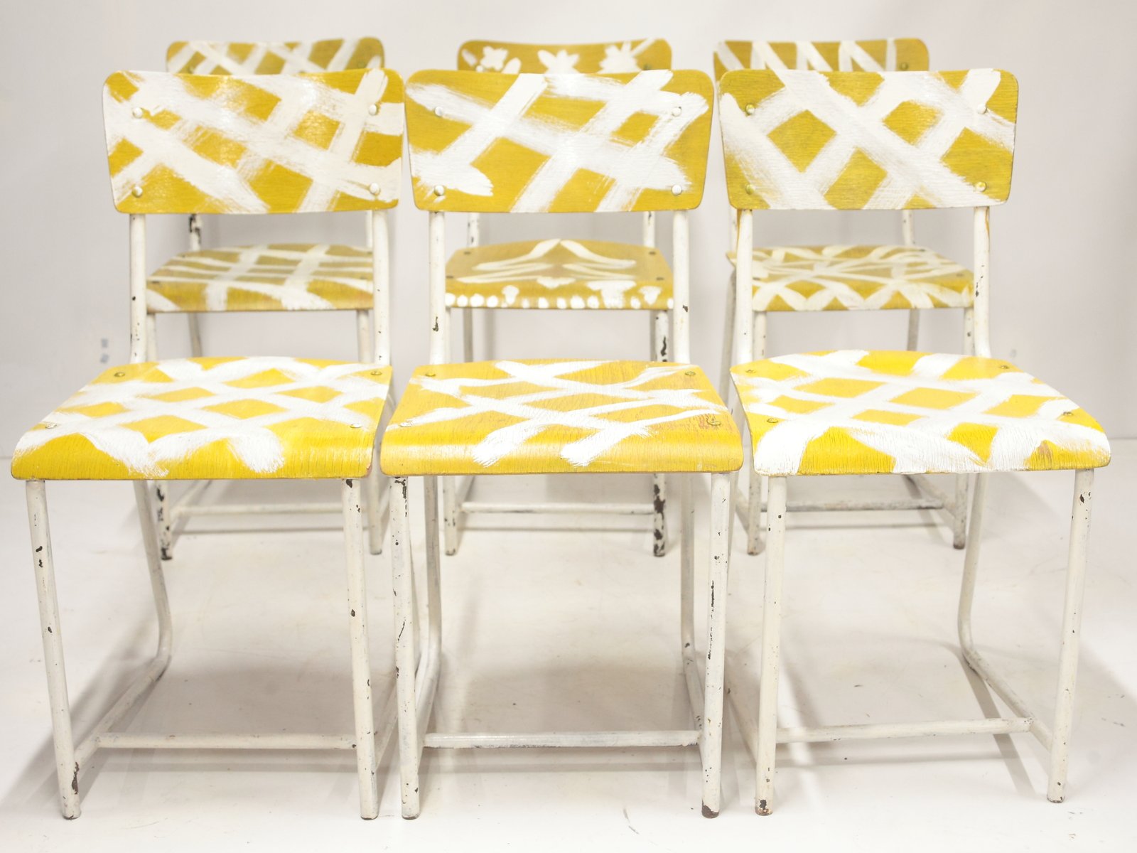 Industrial Painted School Chair, Former Czechoslovakia, 1960s, Set of 6 ...