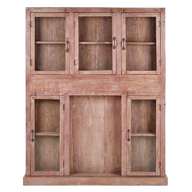 Large Weathered Wooden Wall Display Case for sale at Pamono