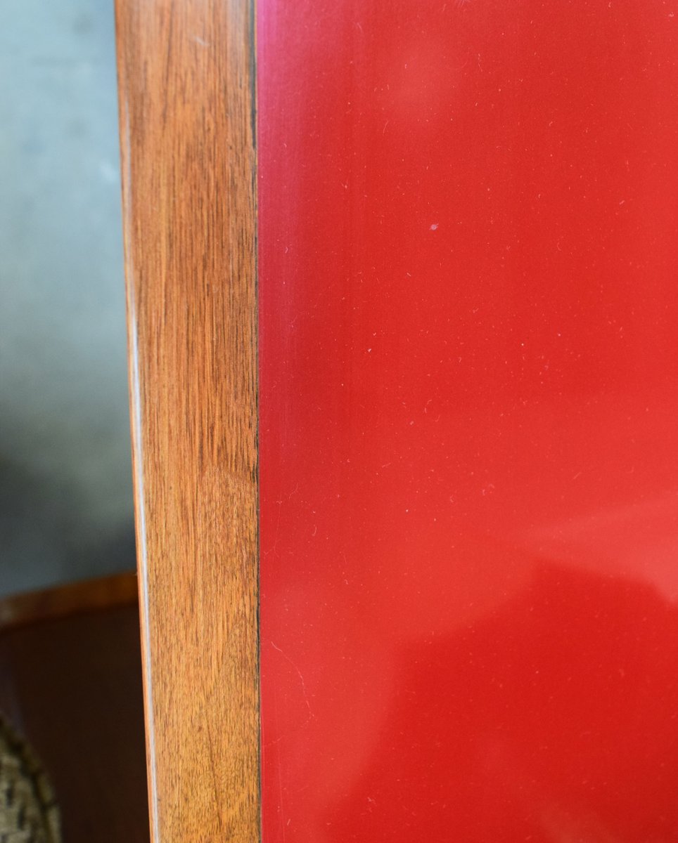 Italian Walnut & Red Formica Desk, 1950s for sale at Pamono