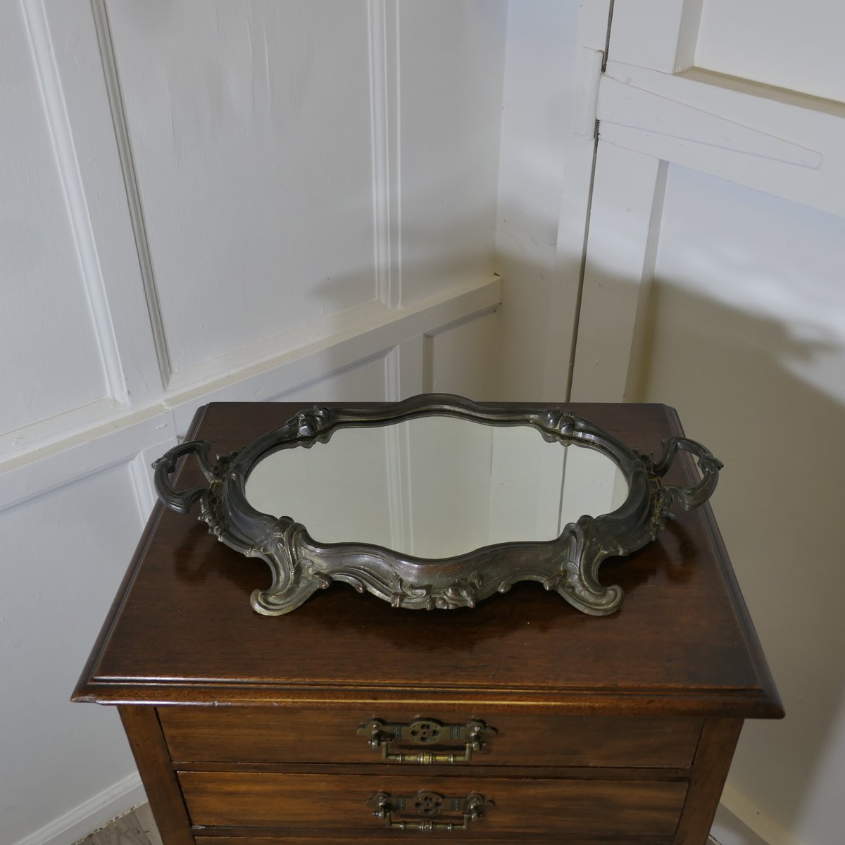 Rococo Style Silver-Plated Sideboard Mirror Tray for sale at Pamono