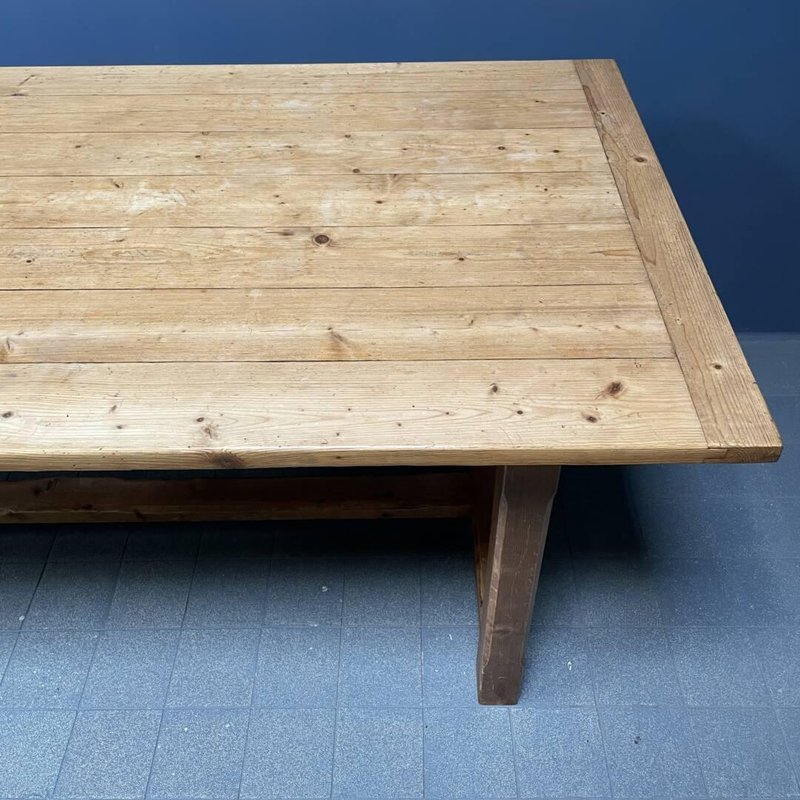 Large Vintage Pine Farmhouse Dining Table, 1980s for sale at Pamono