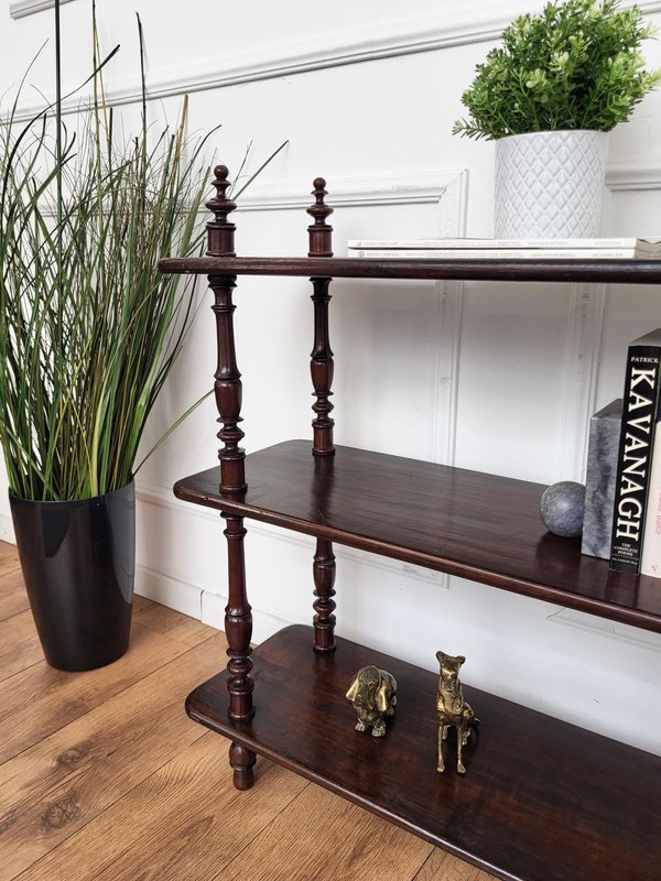 Italian Carved Walnut Wood Three Shelves Open Bookcase Library Etagere ...
