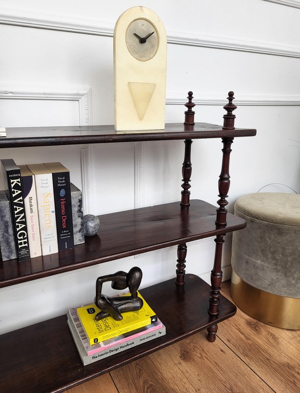 Italian Carved Walnut Wood Three Shelves Open Bookcase Library Etagere ...