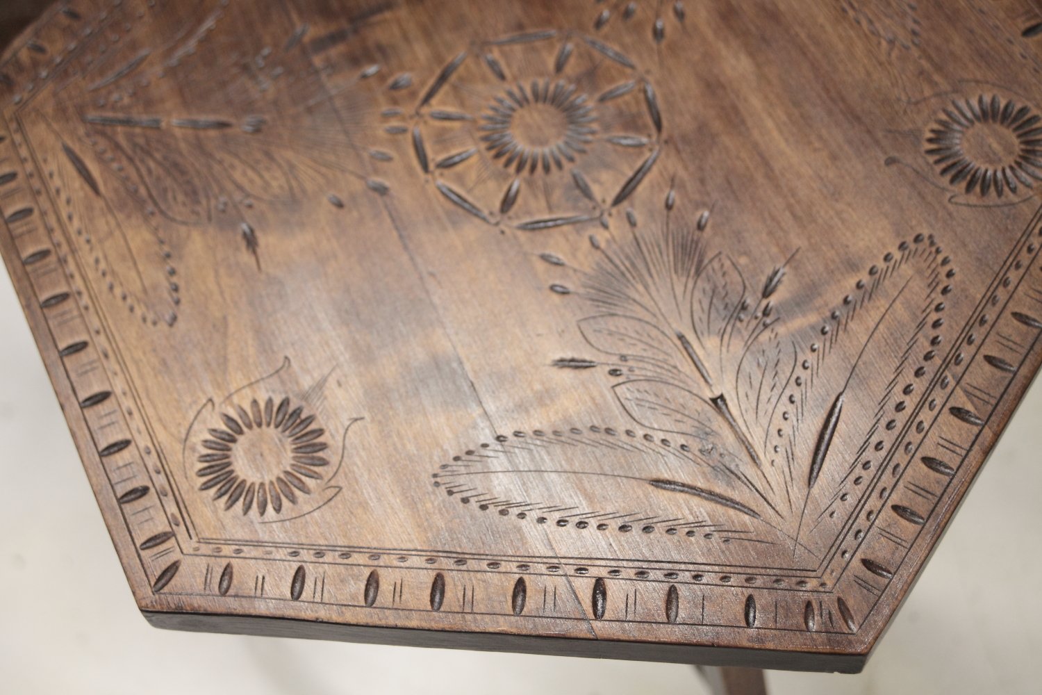 Hand Carved Folk Table and Stools, Former Czechoslovakia, 1960s, Set of ...