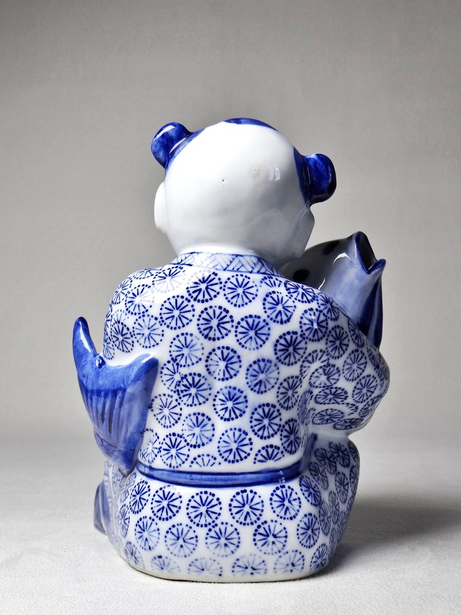 Blue and White Chinese Porcelain Subject Boy with Carp, 1970s for sale ...