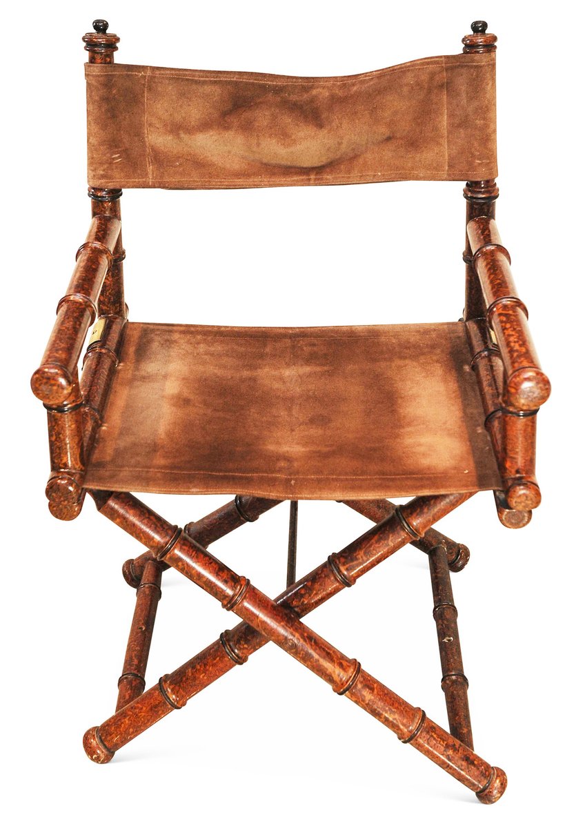 Set of Faux Bamboo, Brass & Suede Folding Colonial Campaign Chairs by ...