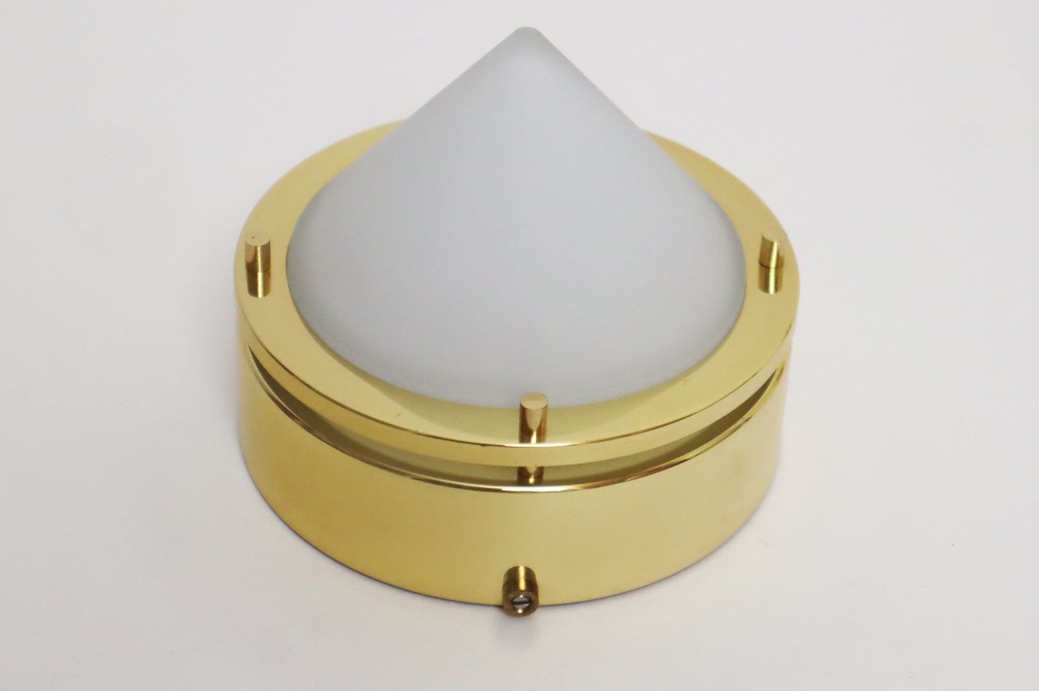 Minimalist Golden Scone with Opal Glass from Glashütte Limburg, 1980s ...