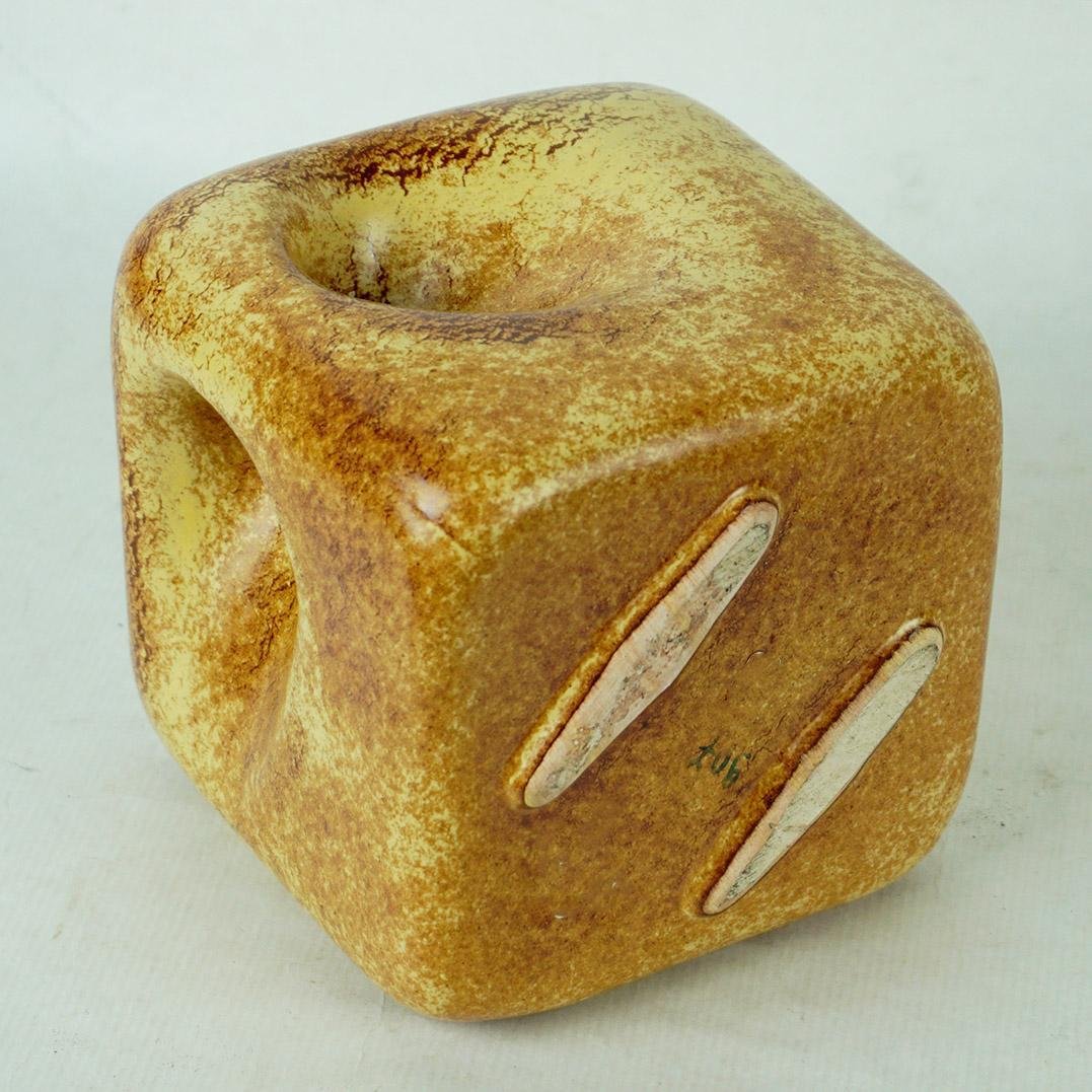 Midcentury Italian Ceramic Cube Vase by Roberto Rigon for Bertoncello ...