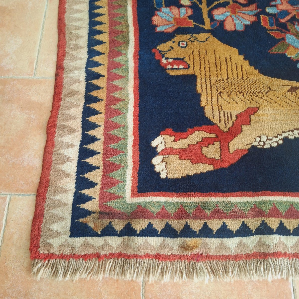 Vintage Middle Eastern Tribal Gabbeh Rug with Lion Figure for sale at ...