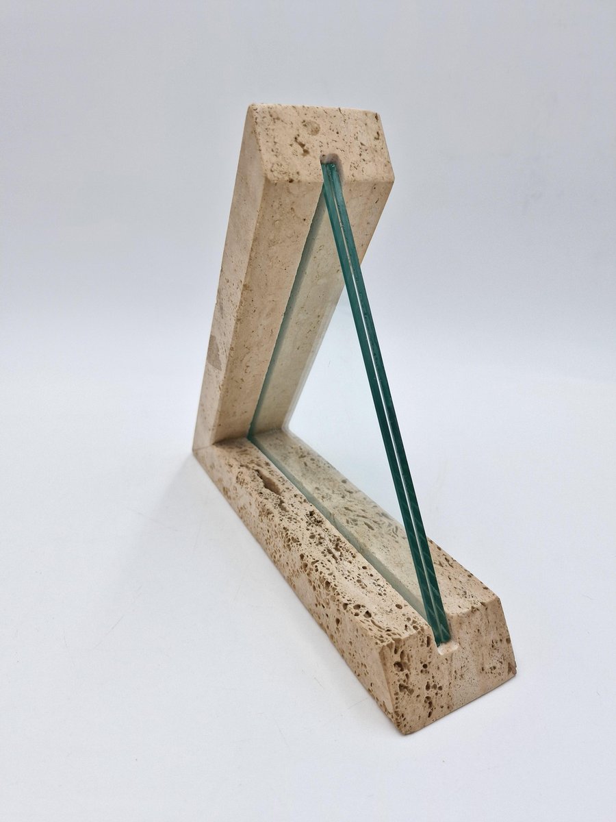 Glass & Travertine Photo Frame in Travertine by Marble Art, 1970s for ...