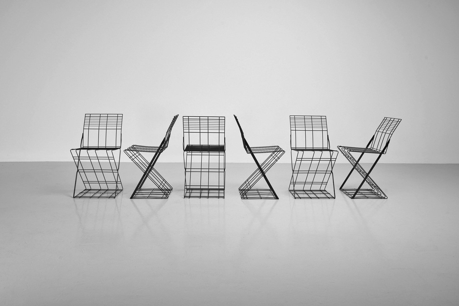 Zig Zag Wire Chairs by Gerrit Thomas Rietveld, 1970s, Set of 6 for sale ...