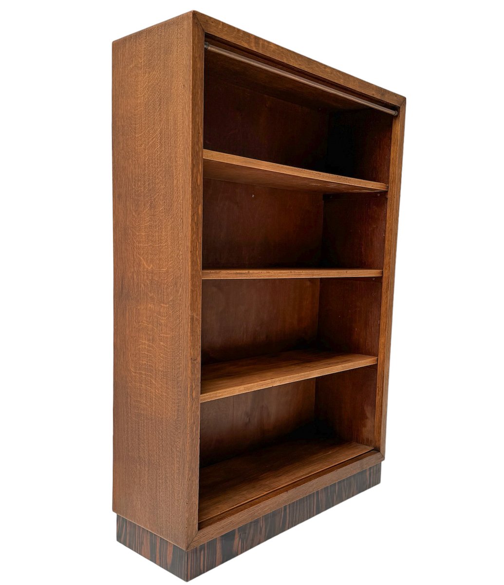 Art Deco Modernist Oak Open Bookcase, 1920s for sale at Pamono