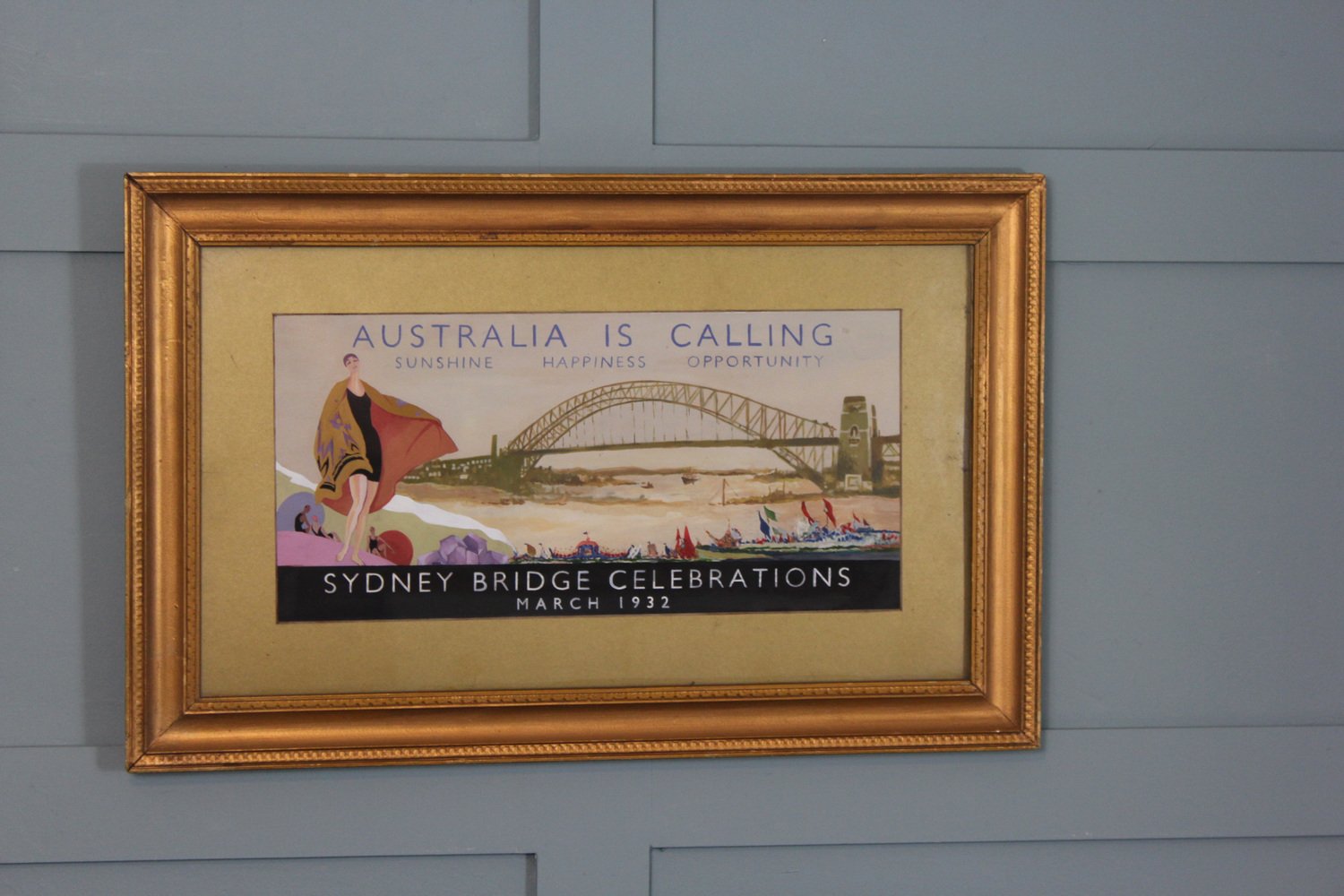 Sydney Harbour Bridge Poster in Gouache, 1932 for sale at Pamono