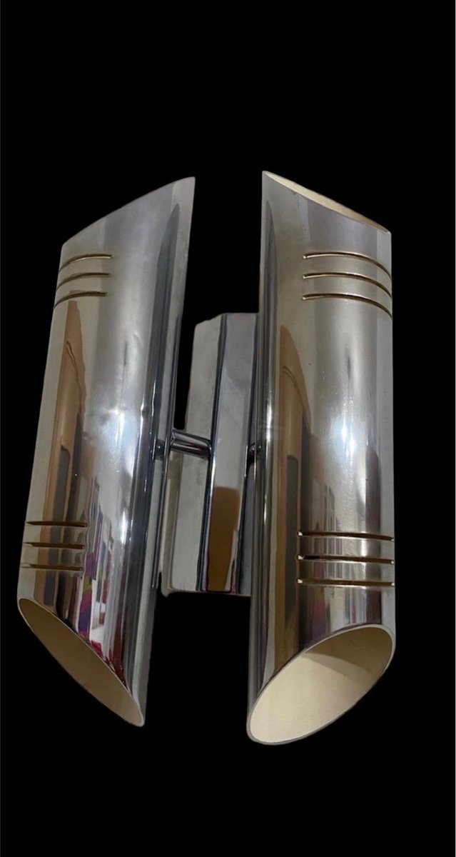 Wall Light with Chrome Double Tube from Raak, 1970s for sale at Pamono