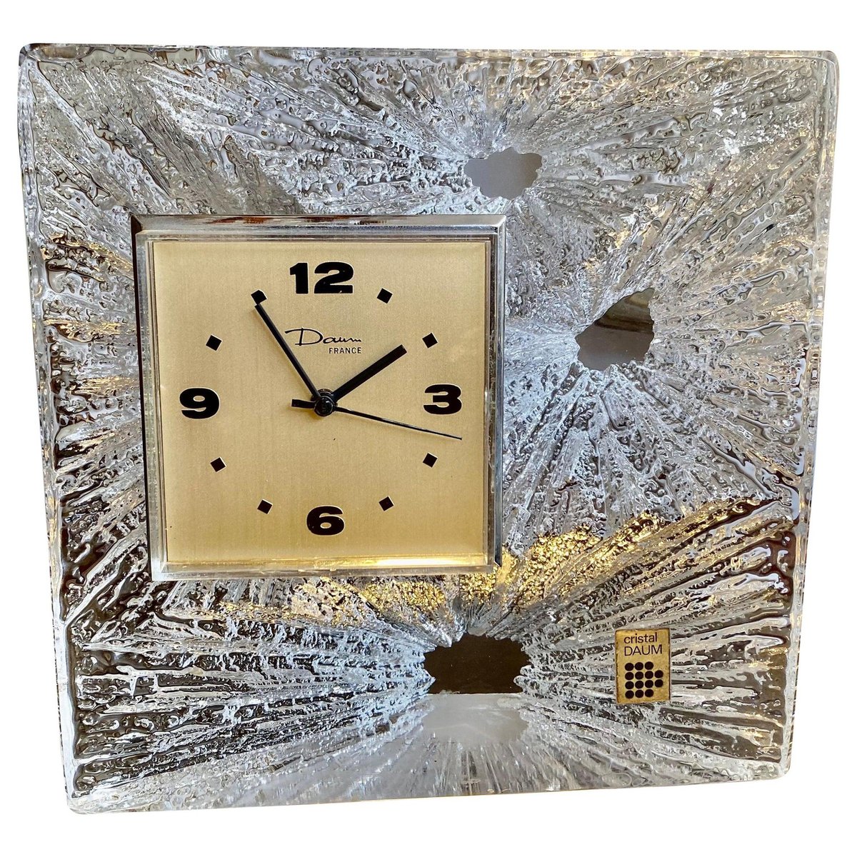 Crystal Table Clock from Daum, France, 1950s for sale at Pamono