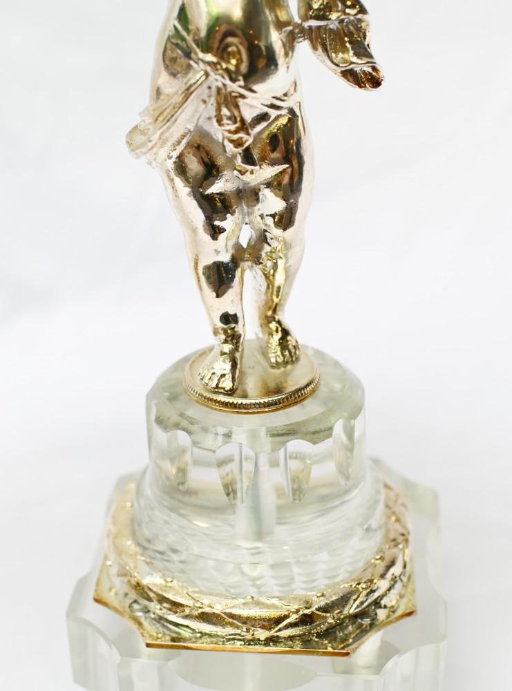 French Silver Plate Cherub Comports Rock Crystal Statues, Set of 2 for ...