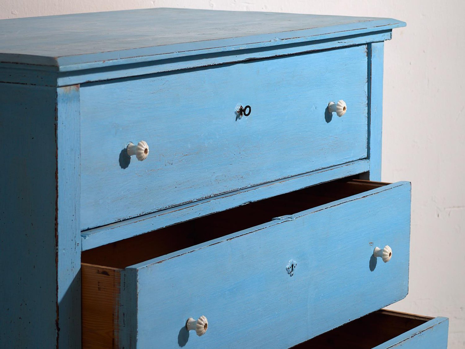Antique Sky Blue Chest of Drawers, 1920s for sale at Pamono