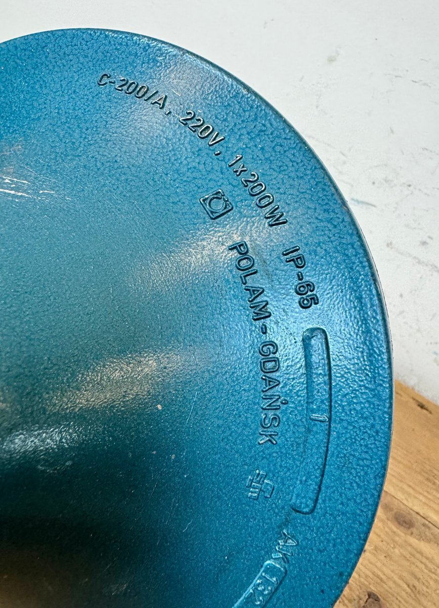 Industrial Blue Bunker Cage Light from Polam Gdansk, 1970s for sale at ...