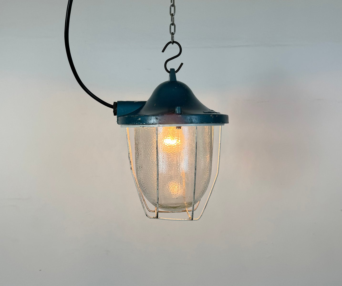 Industrial Blue Bunker Cage Light from Polam Gdansk, 1970s for sale at ...