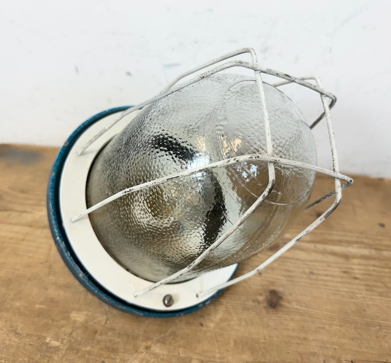 Industrial Blue Bunker Cage Light from Polam Gdansk, 1970s for sale at ...