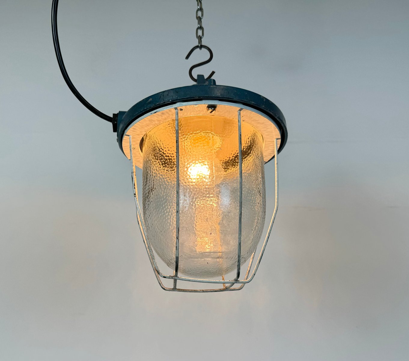 Industrial Blue Bunker Cage Light from Polam Gdansk, 1970s for sale at ...