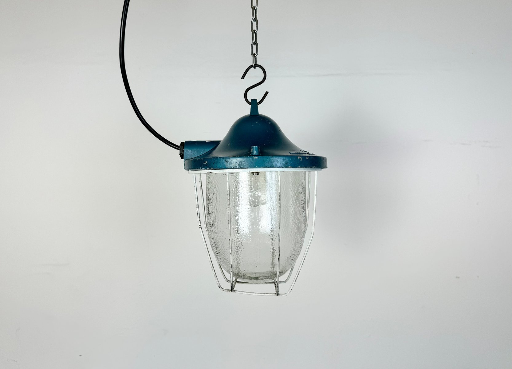 Industrial Blue Bunker Cage Light from Polam Gdansk, 1970s for sale at ...
