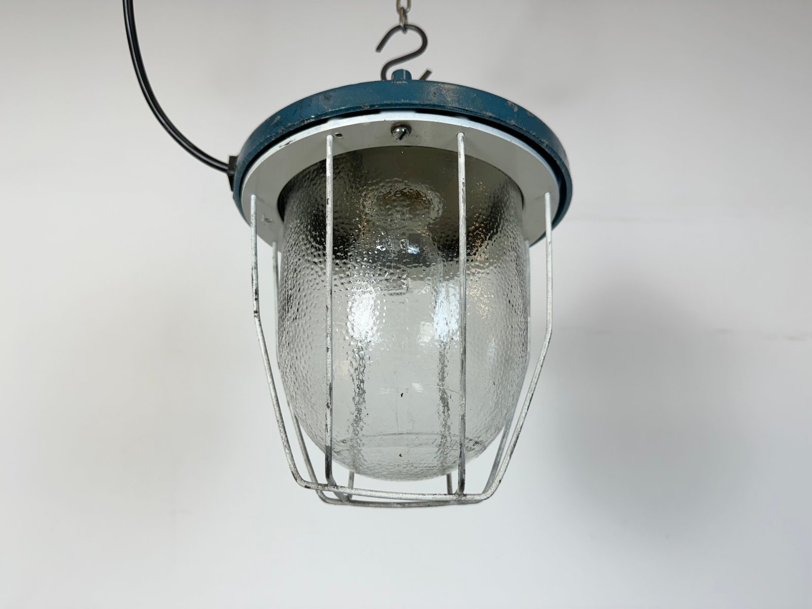 Industrial Blue Bunker Cage Light from Polam Gdansk, 1970s for sale at ...