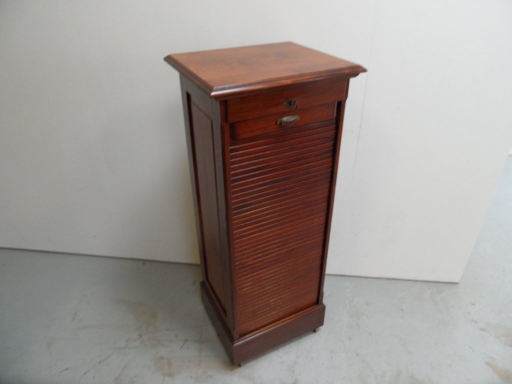 Antique Mahogany Filing Cabinet with Roller Shutter, 1890s for sale at ...