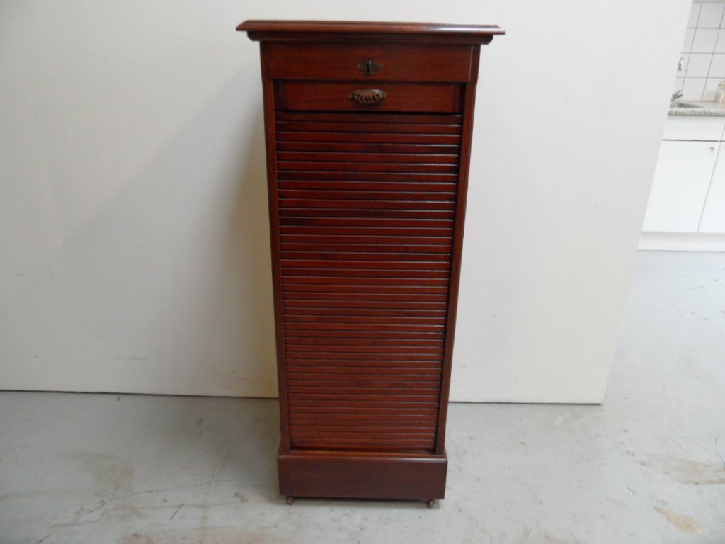 Antique Mahogany Filing Cabinet with Roller Shutter, 1890s for sale at ...
