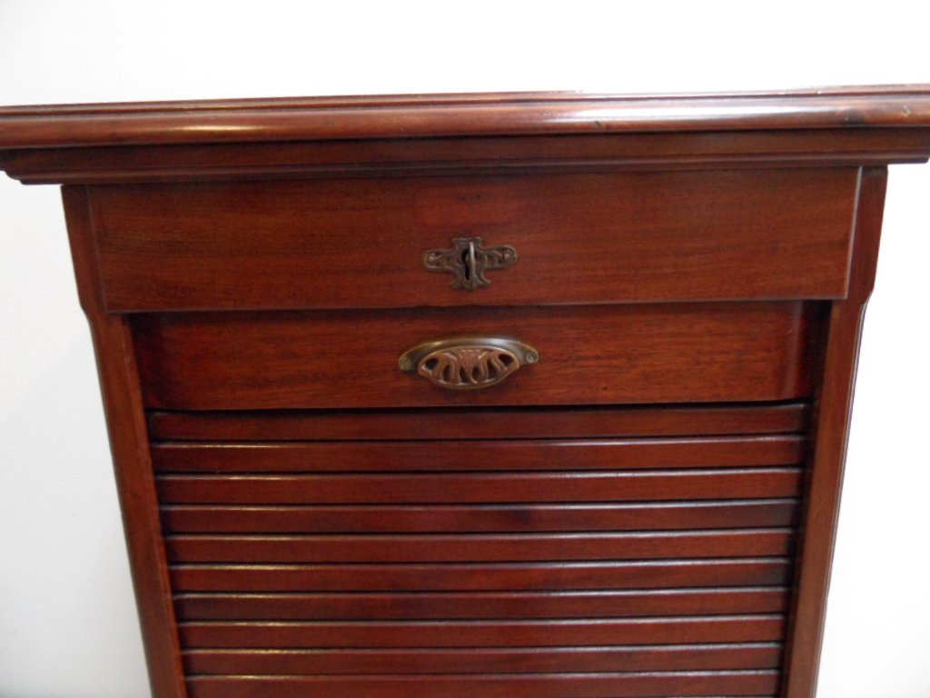 Antique Mahogany Filing Cabinet with Roller Shutter, 1890s for sale at ...