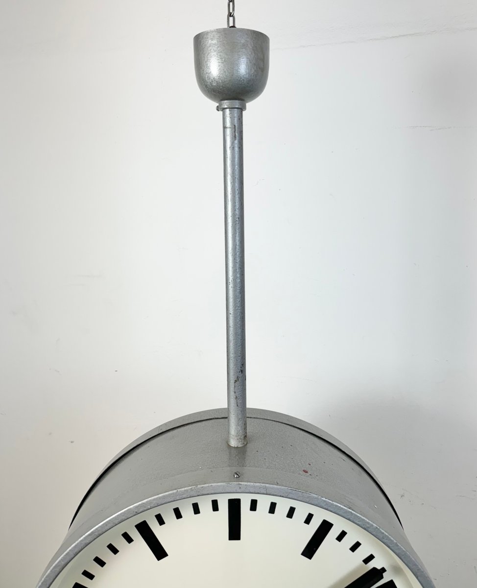 Huge Industrial Double Sided Railway Clock from Pragotron, 1960s for ...