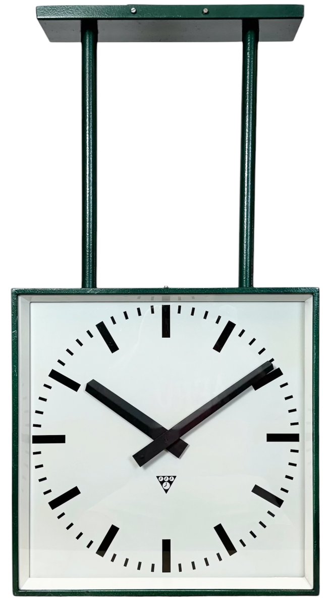 Large Industrial Square Double Sided Factory Ceiling Clock from ...
