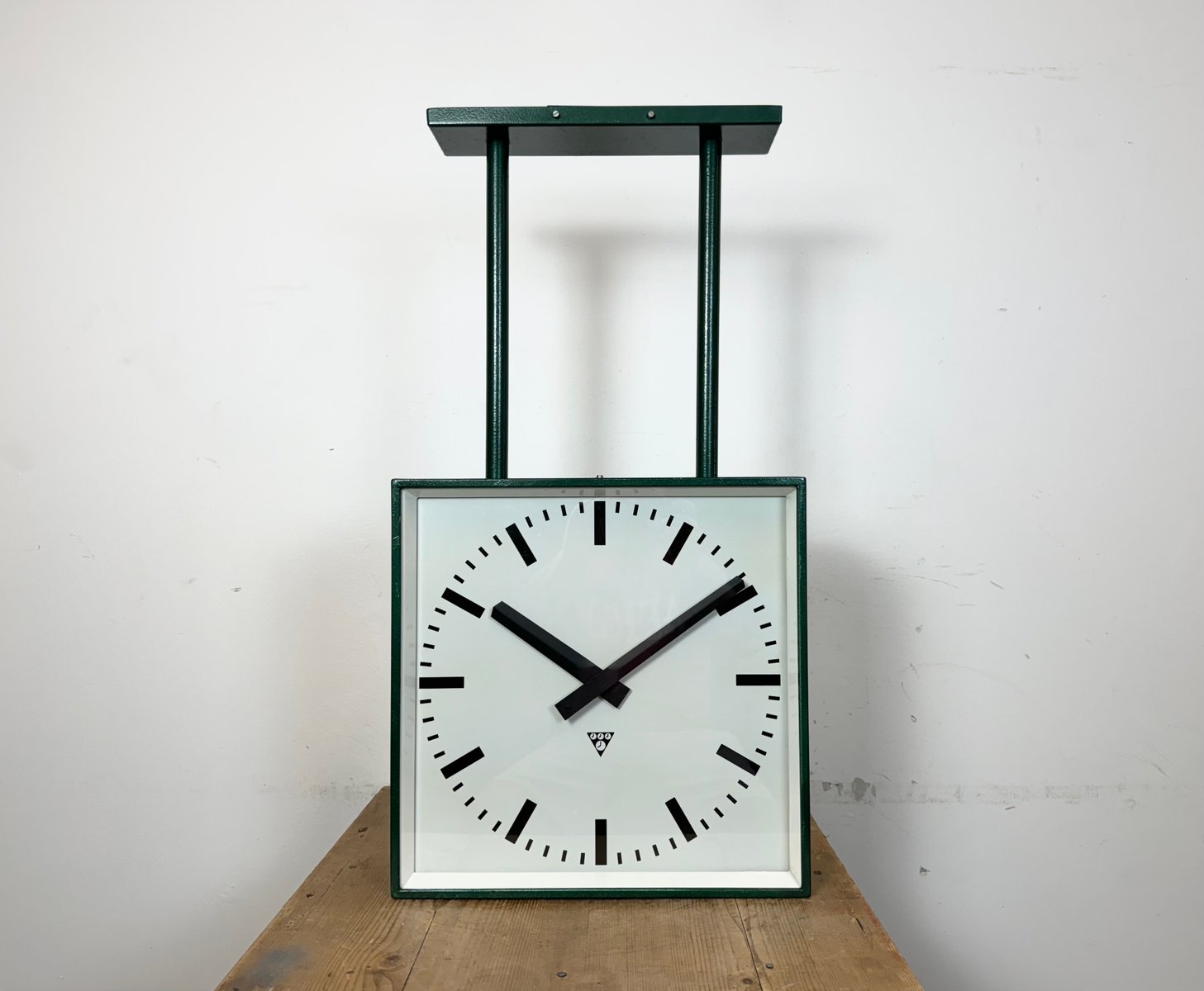 Large Industrial Square Double Sided Factory Ceiling Clock from ...