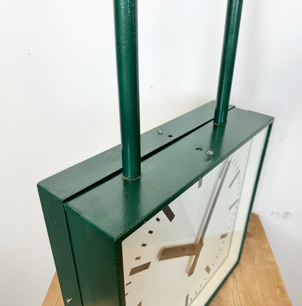 Large Industrial Square Double Sided Factory Ceiling Clock from ...