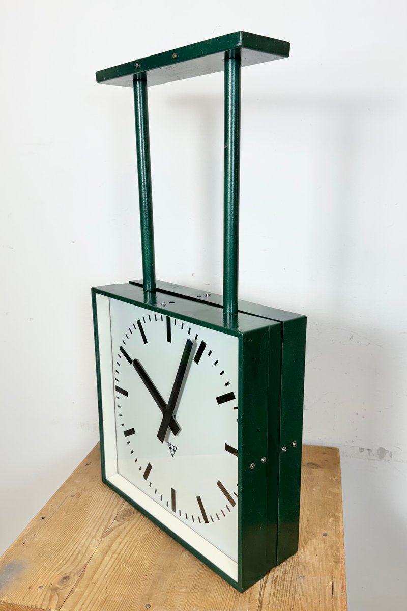 Large Industrial Square Double Sided Factory Ceiling Clock from ...