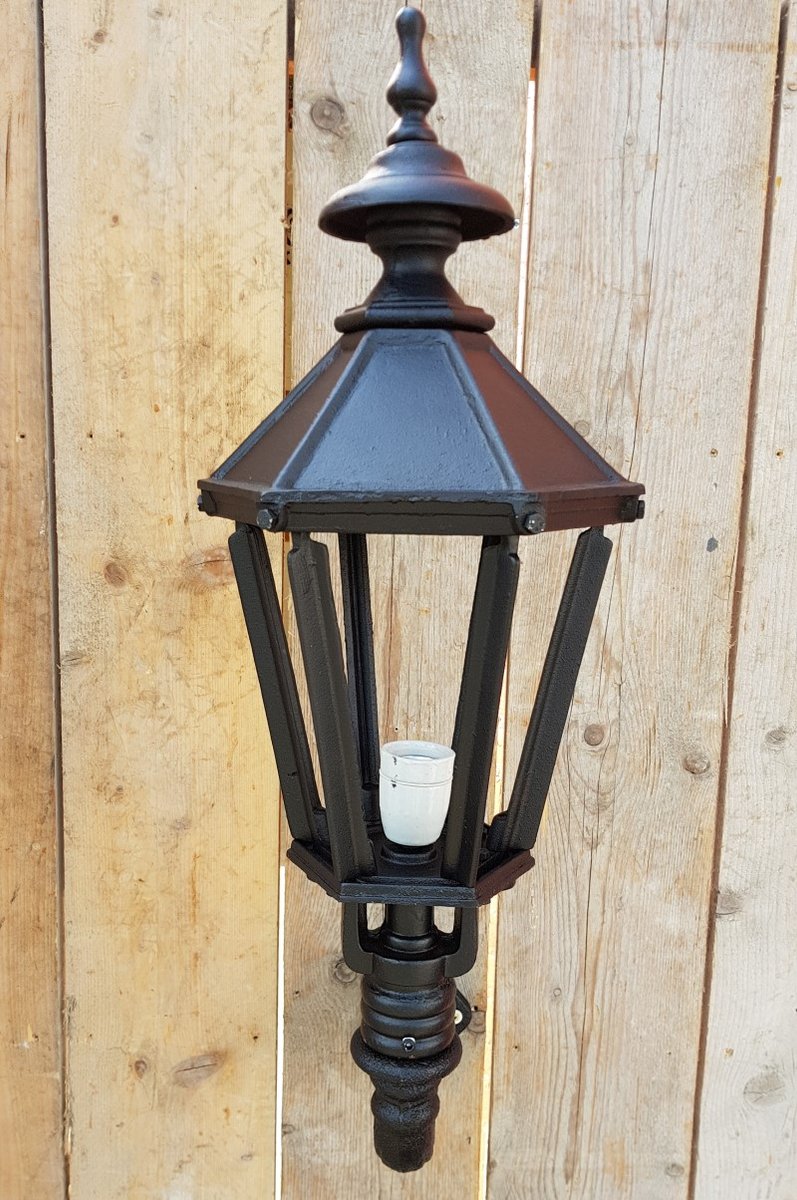 Antique Hexagon Cast Iron Wall Lantern for sale at Pamono