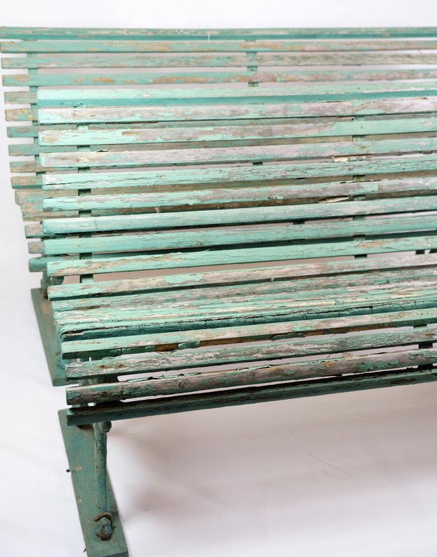 French Park Benches Painted in Greenish Color, 1930s, Set of 2 for sale ...