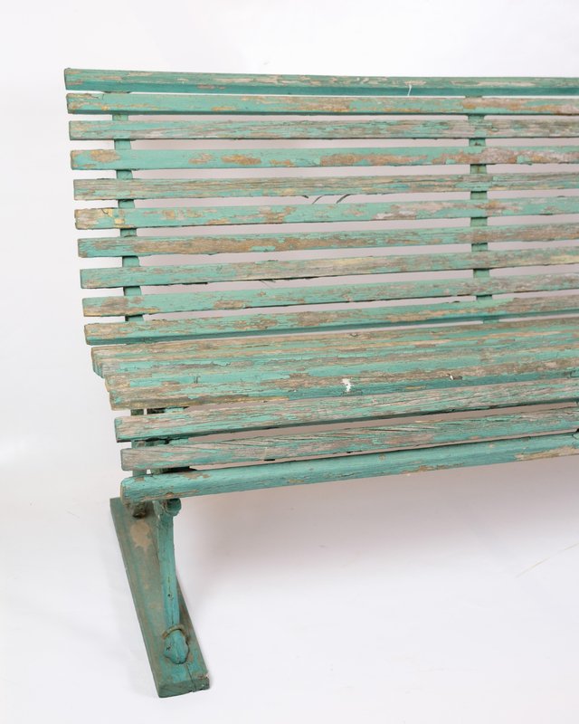 French Park Bench Painted in Greenish Color, 1930s for sale at Pamono