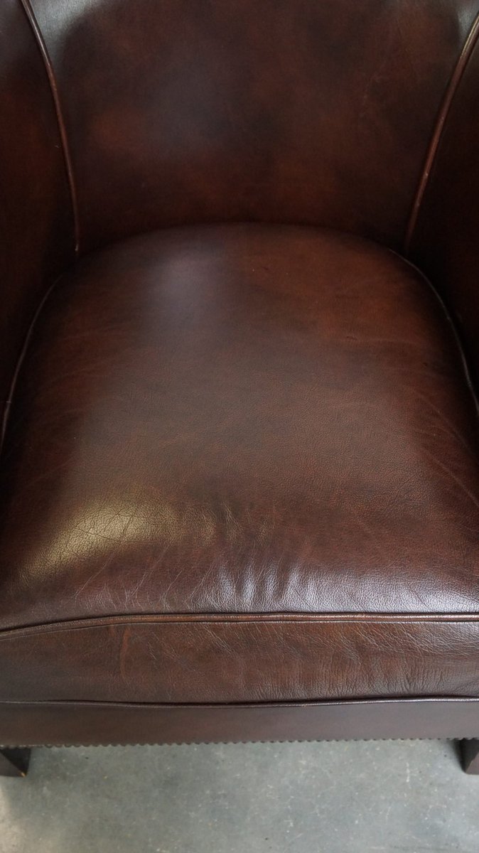 English Style Dark Cowhide Club Chair for sale at Pamono