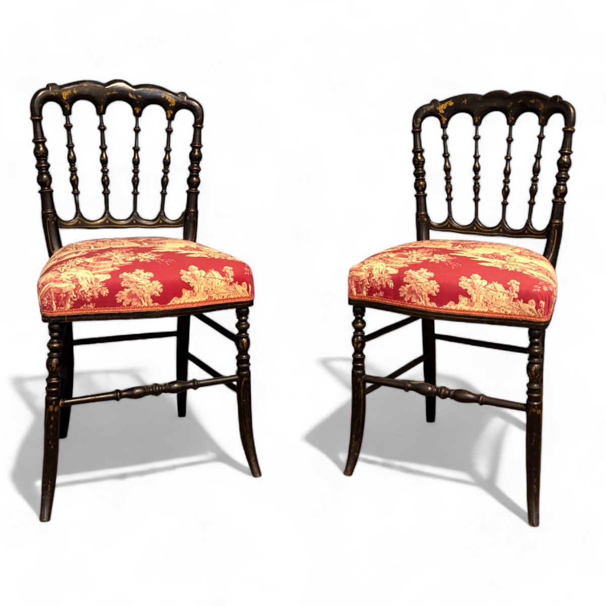 Napoleon III Chairs in Blackened Wood, Set of 2 for sale at Pamono