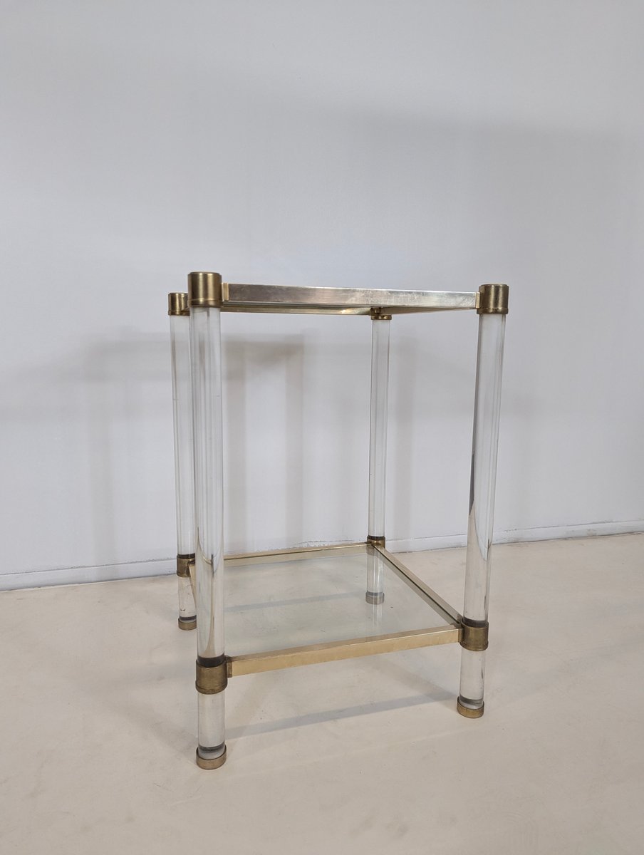 Italian Style Side Table in Metal and Acrylic Glass, 1980s for sale at ...