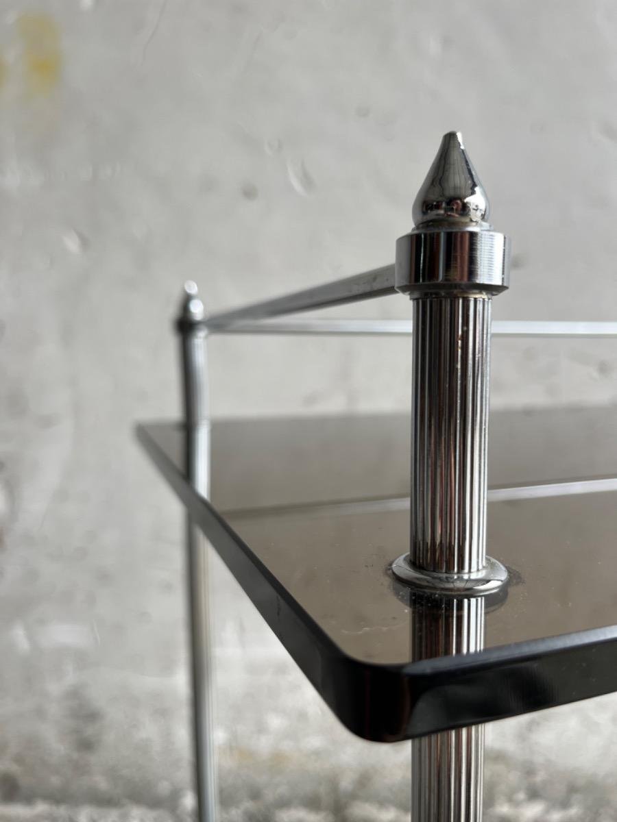 Brass & Silver Smoked Glass Side Table for sale at Pamono