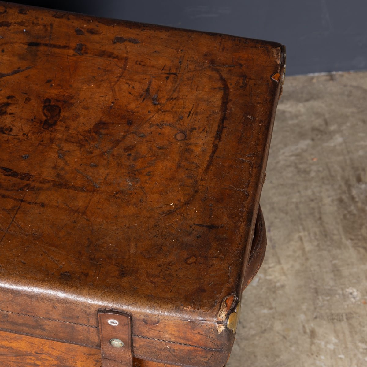 19th Century Victorian Leather Trunk with Brass Crest, 1890s for sale ...