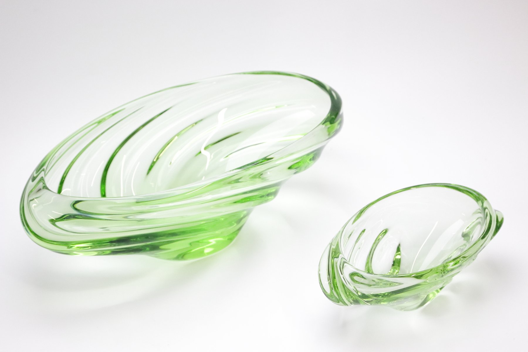 Green Glass Bowl by Jan Beranek for Skrdlovice, Czech, 1970s, Set of 2 ...