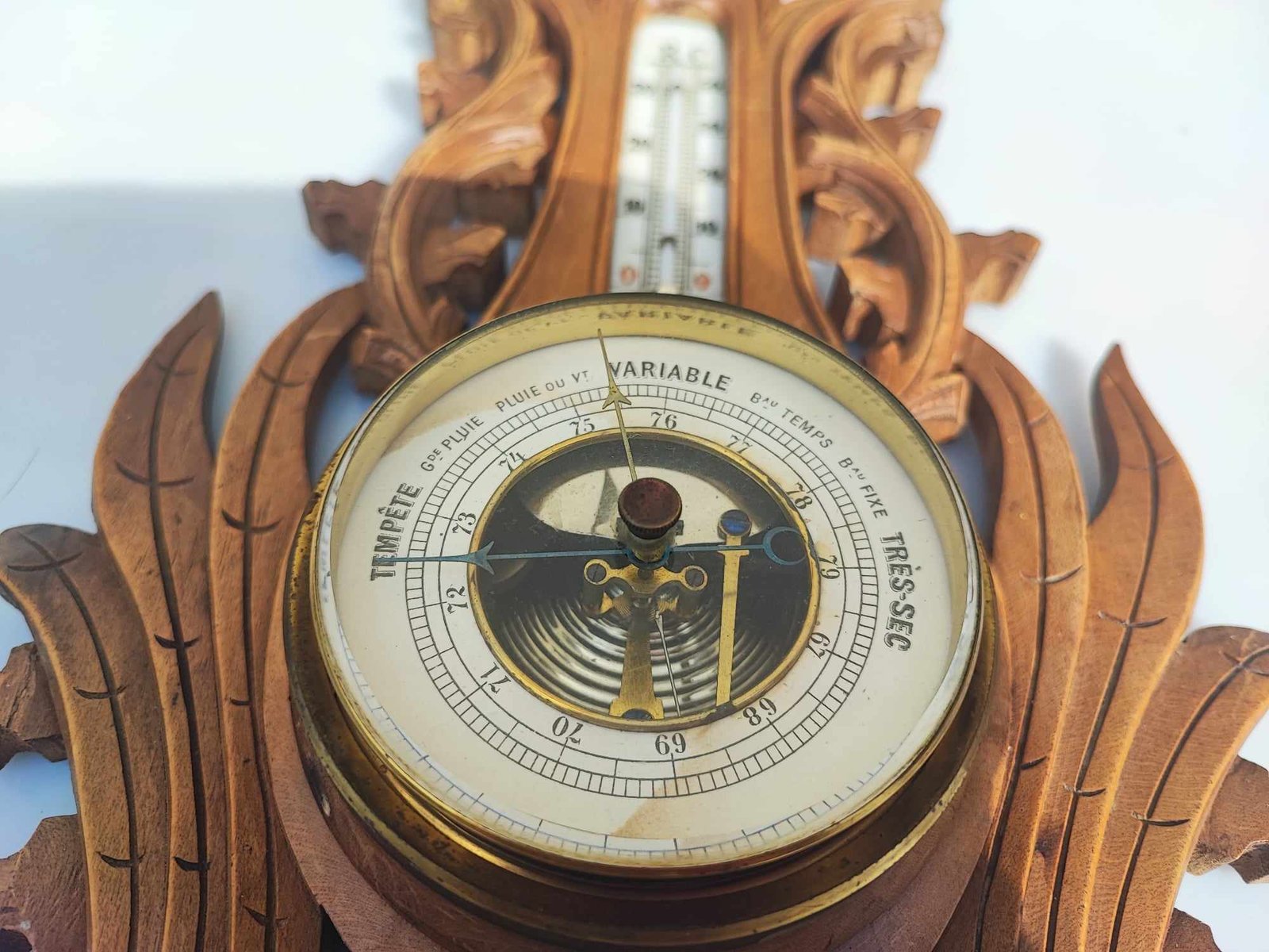 Wooden Barometer & Thermometer, 1920s for sale at Pamono