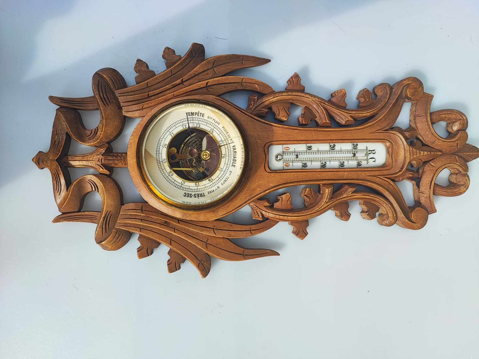Wooden Barometer & Thermometer, 1920s for sale at Pamono