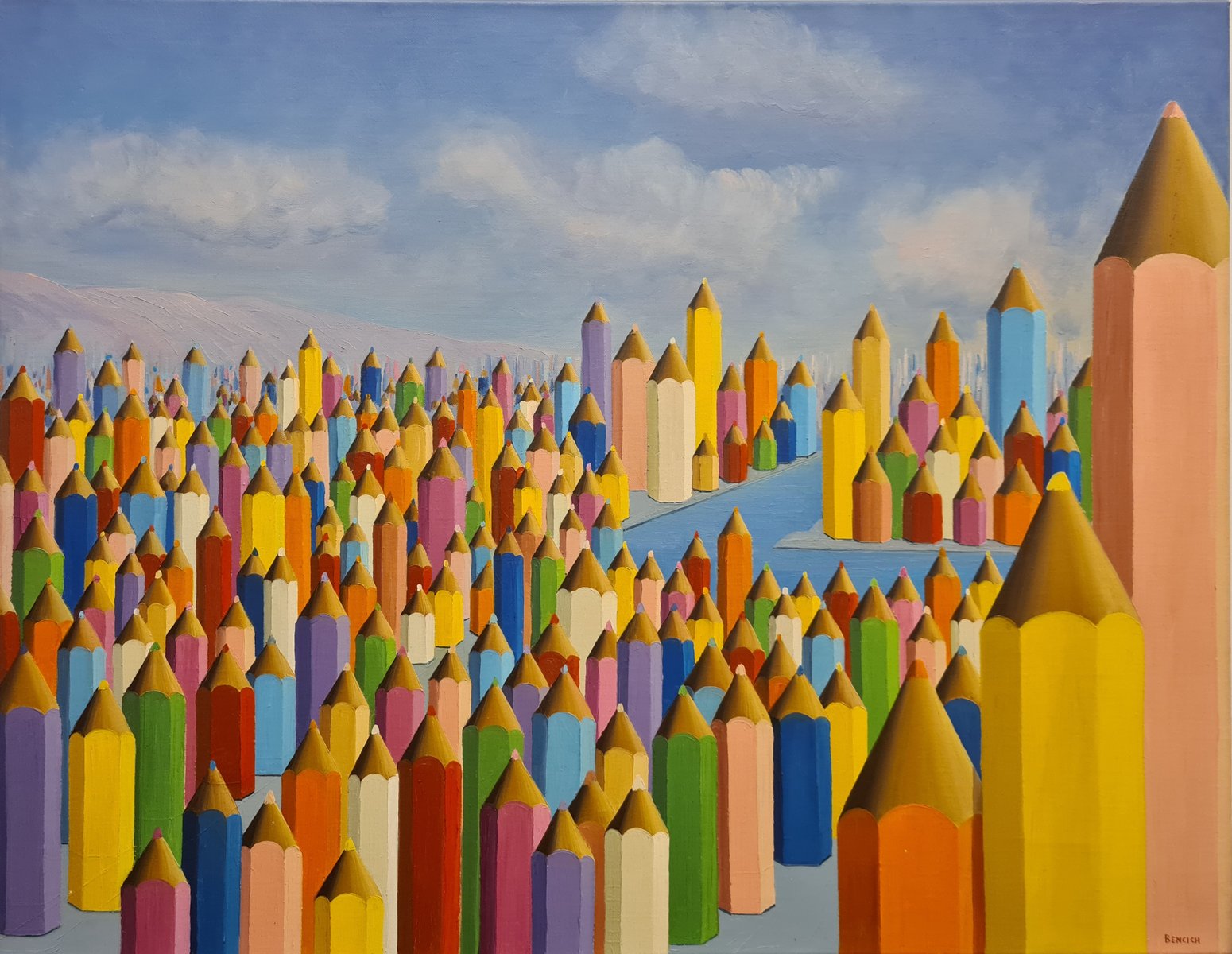 Antonio Bencich, Panorama of the Metropolis, 2002, Oil on Canvas for ...